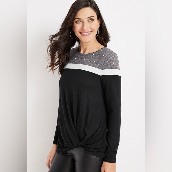Maurices | Sweaters | Maurices Colorblock Front Knot Mixer Tee | Poshmark